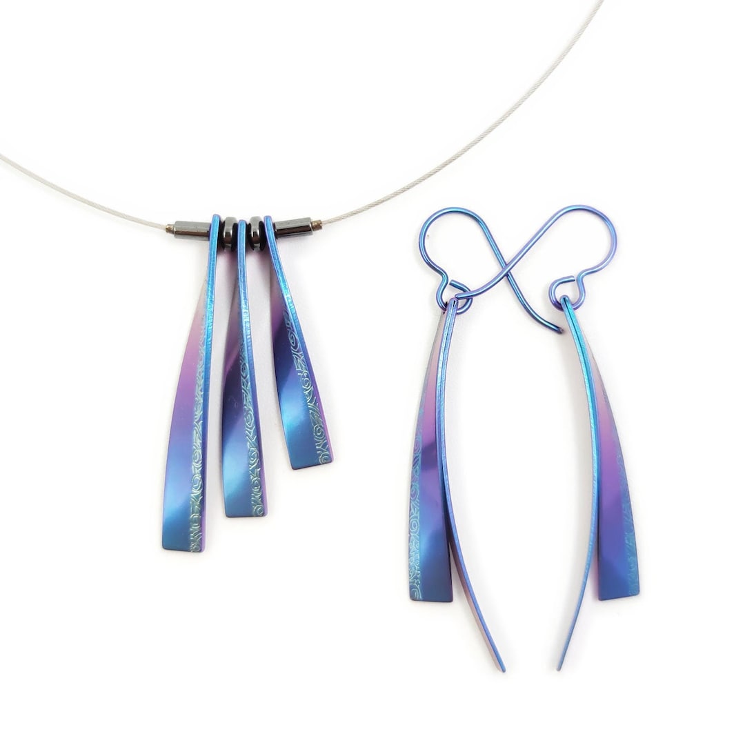 Titanium Jewellery Set. Allergy Free! Earrings and Necklace. 4 Colours ...