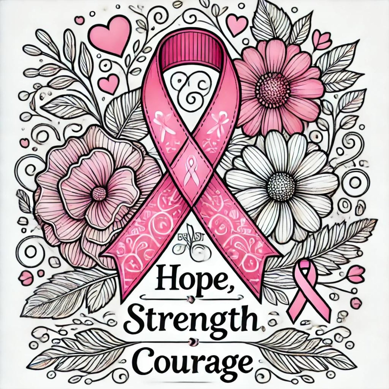 Breast Cancer Awareness Month Coloring Pages - Etsy