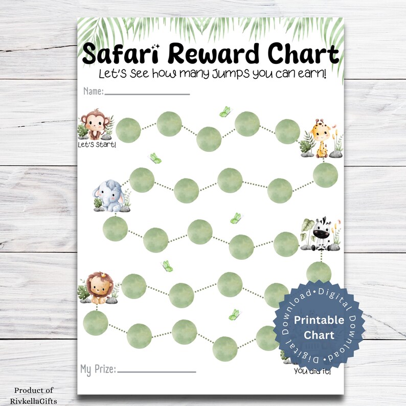Safari Reward Chart Printable for Kids Behavior Chart Toddler Routine ...