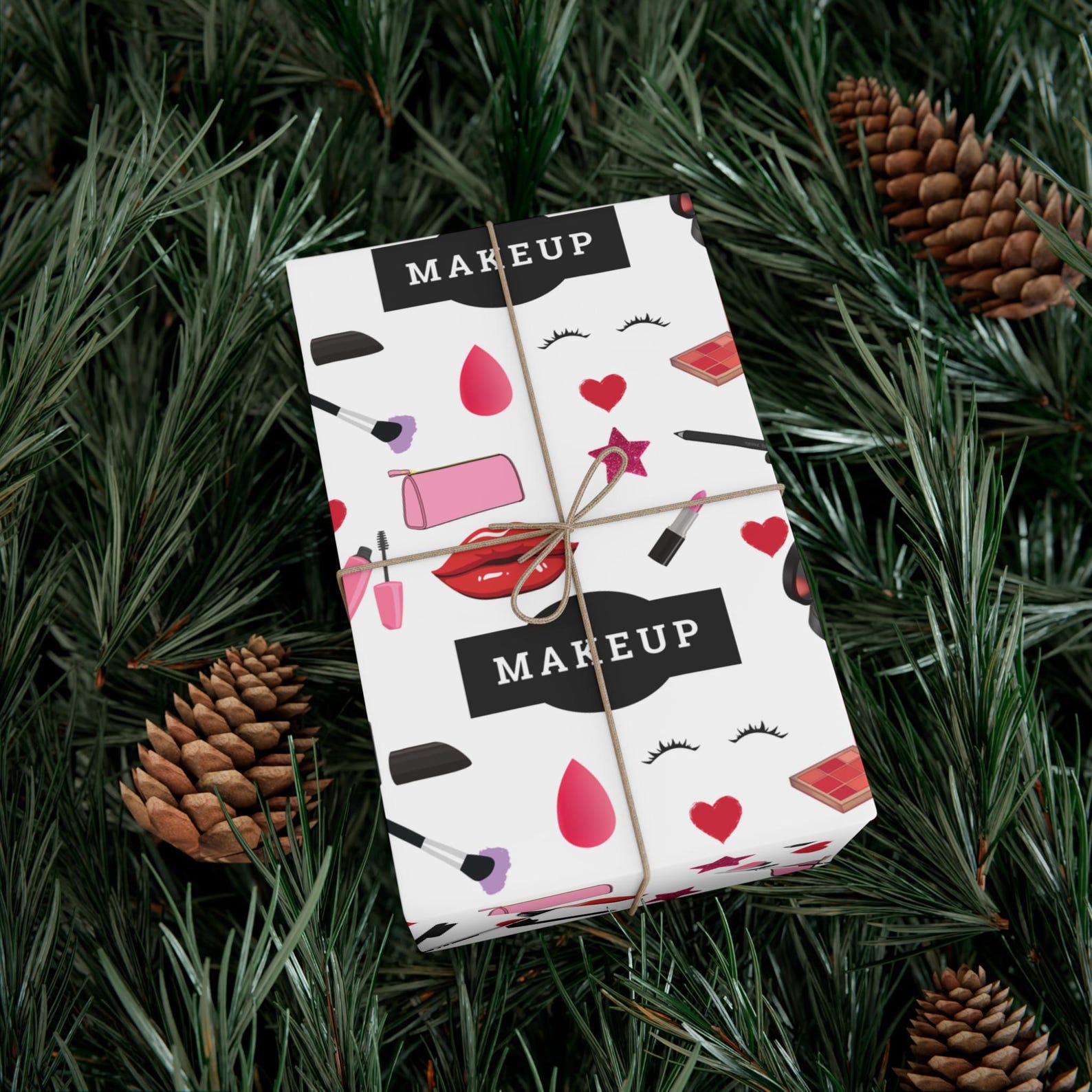 Makeup Wrapping Paper Spa Day Birthday Gift Wrap Beauty Party Supplies ...