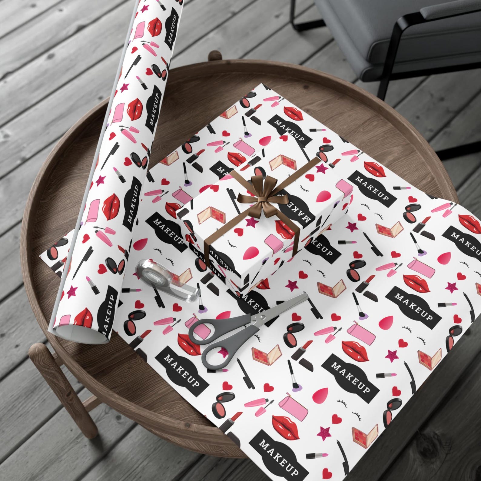Makeup Wrapping Paper Spa Day Birthday Gift Wrap Beauty Party Supplies ...