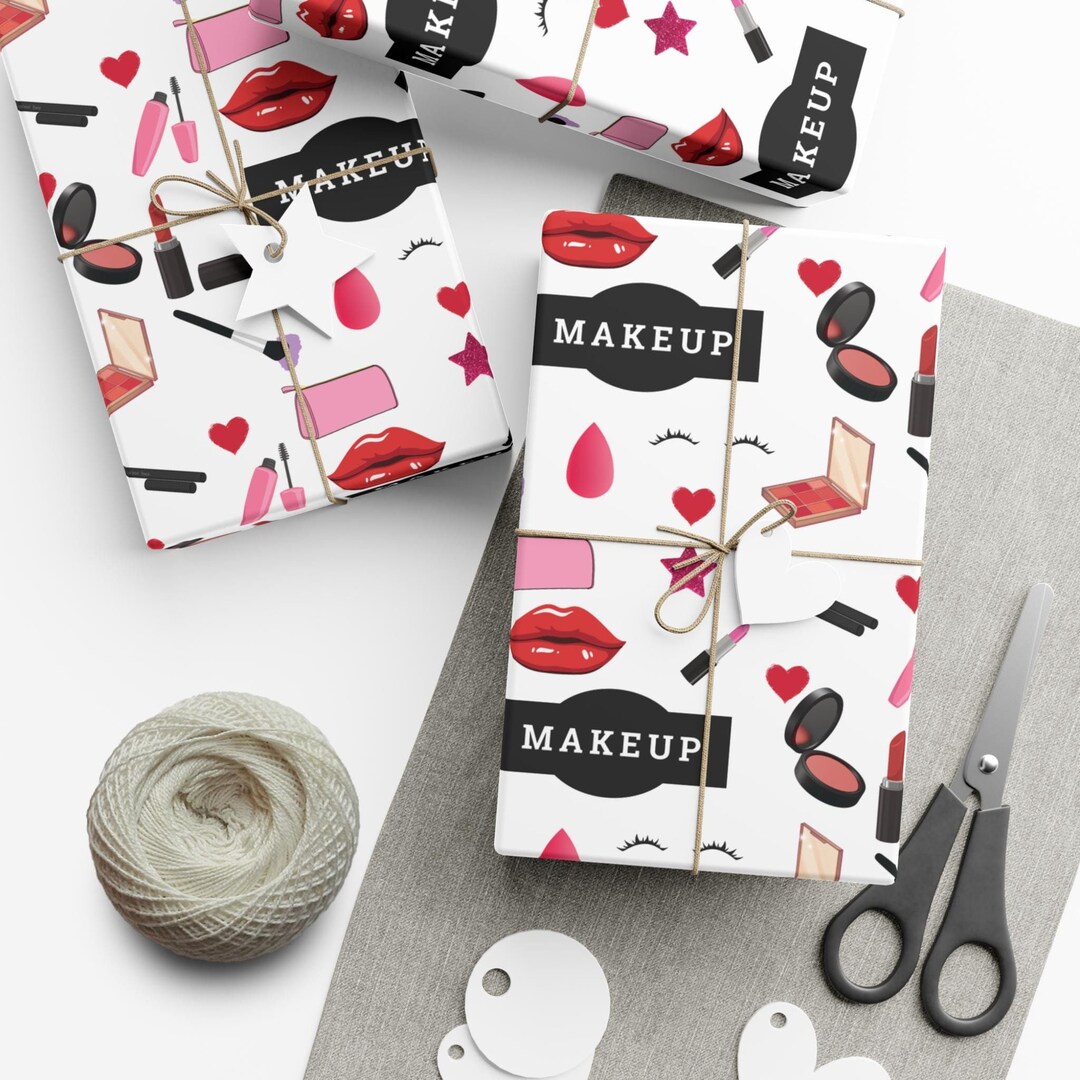 Makeup Wrapping Paper Spa Day Birthday Gift Wrap Beauty Party Supplies ...
