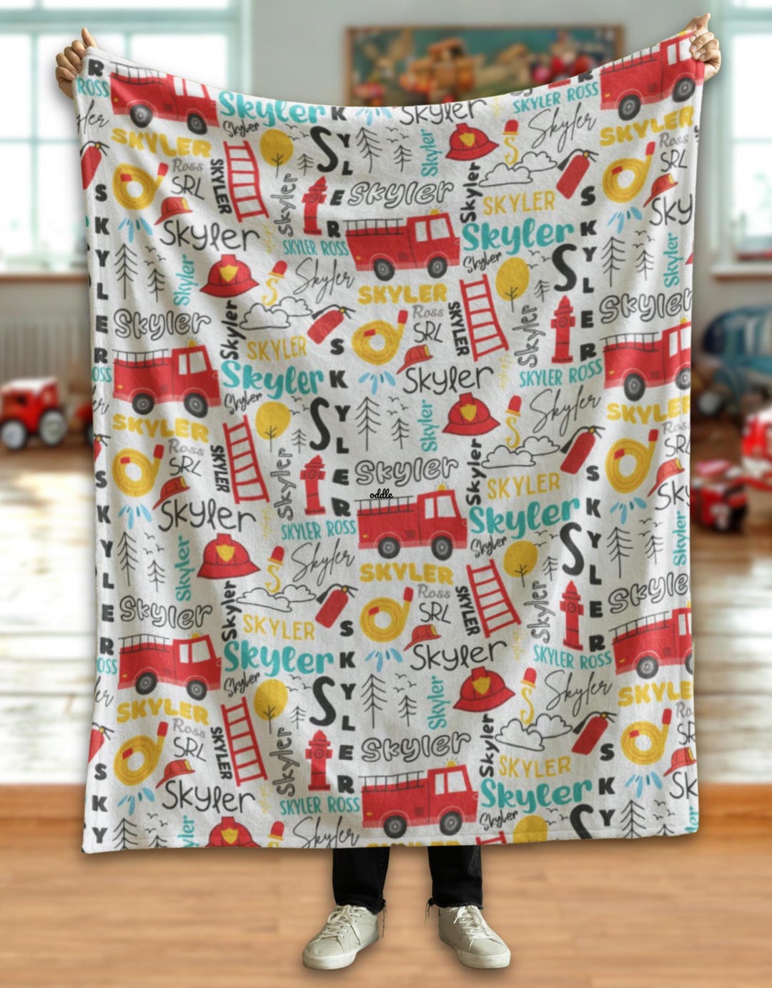 Personalized Fire Truck Blanket for Kids Custom Name Baby Blanket Boy ...