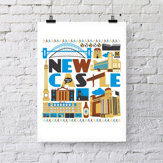 Newcastle City Typographic Print | Etsy