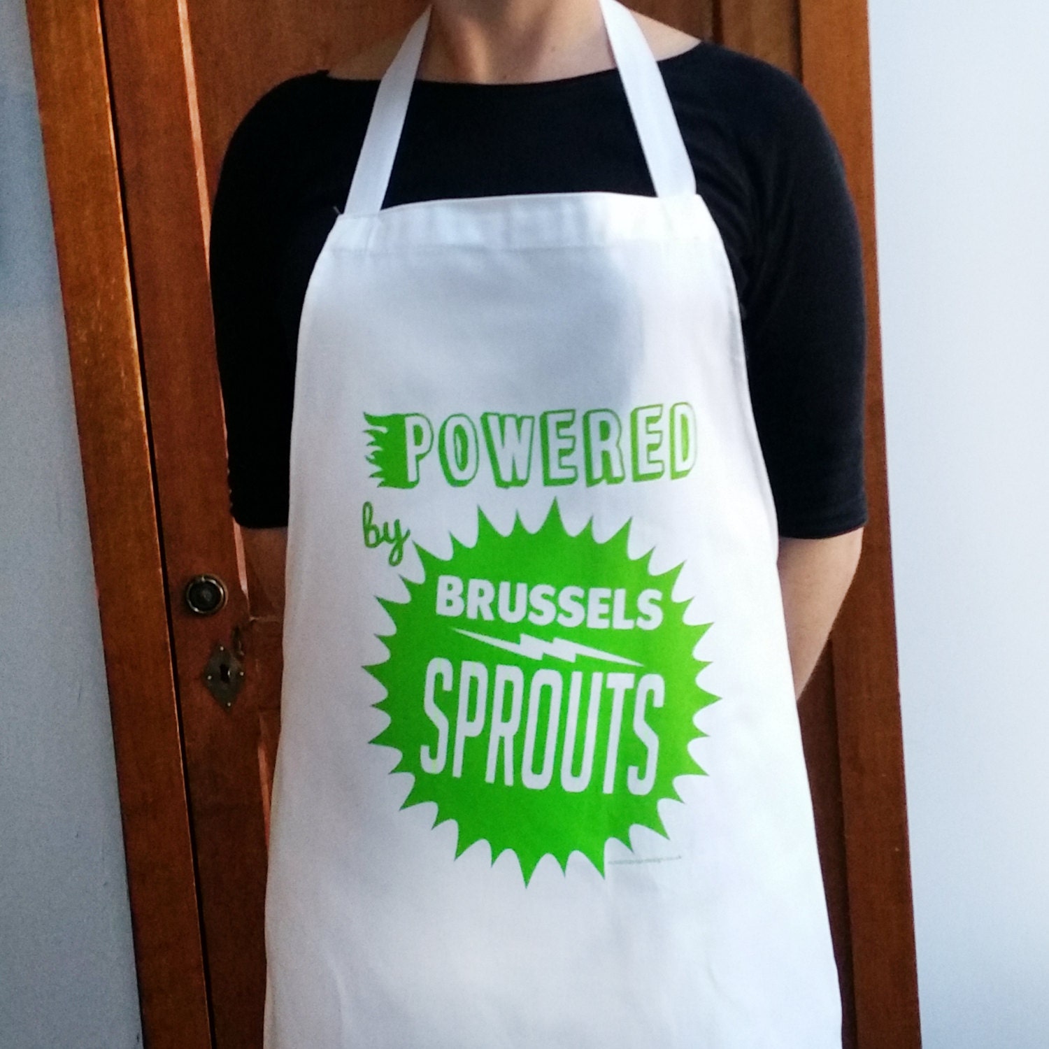 Powered by Brussels Sprouts Christmas Apron - Etsy