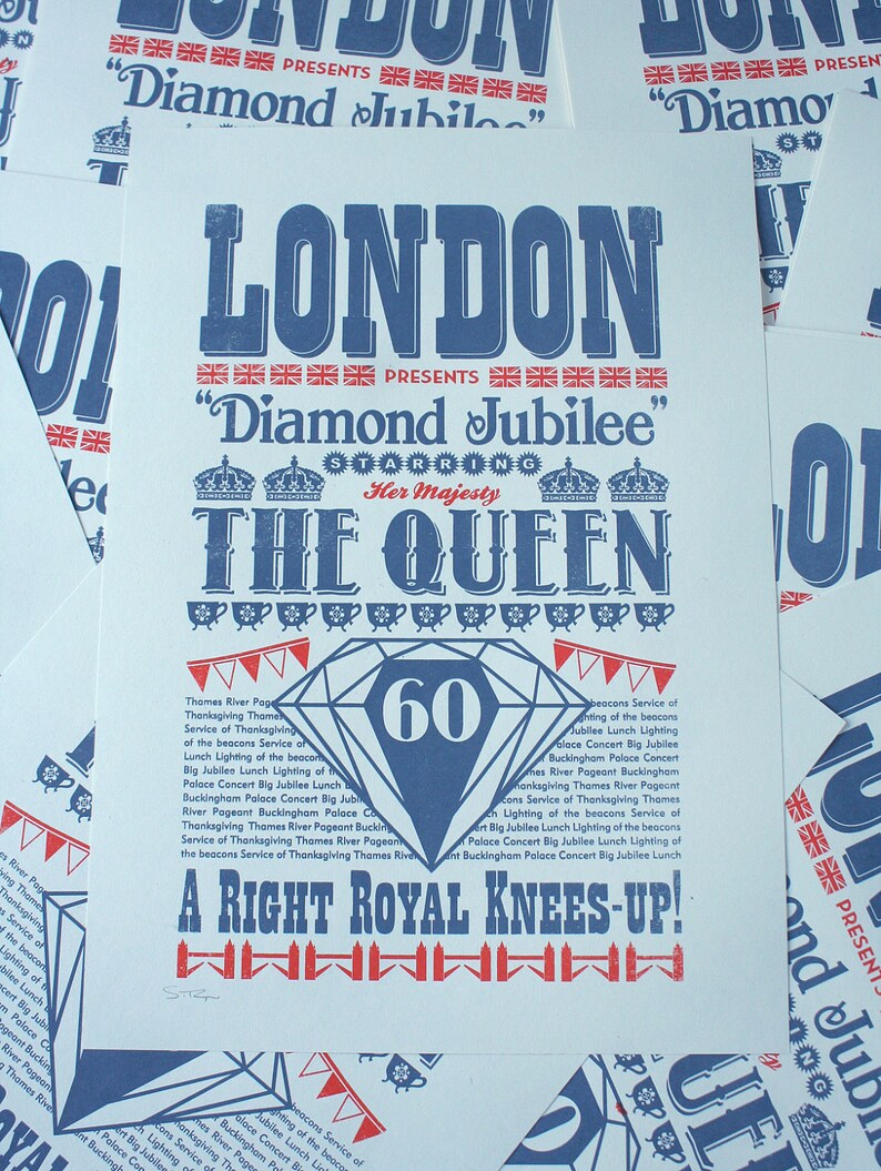 Queen's Jubilee Screen Print SALE - Etsy