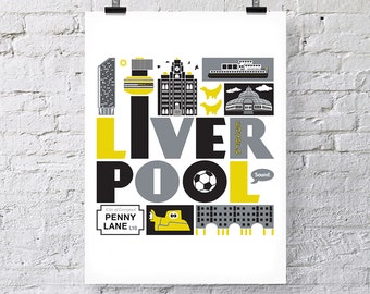Liverpool Map Print Choose Your Color - Etsy