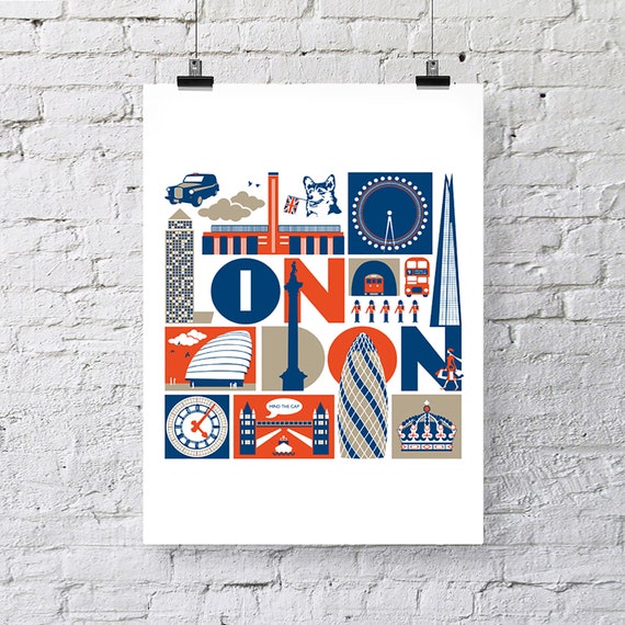 LONDON typographic print | Etsy