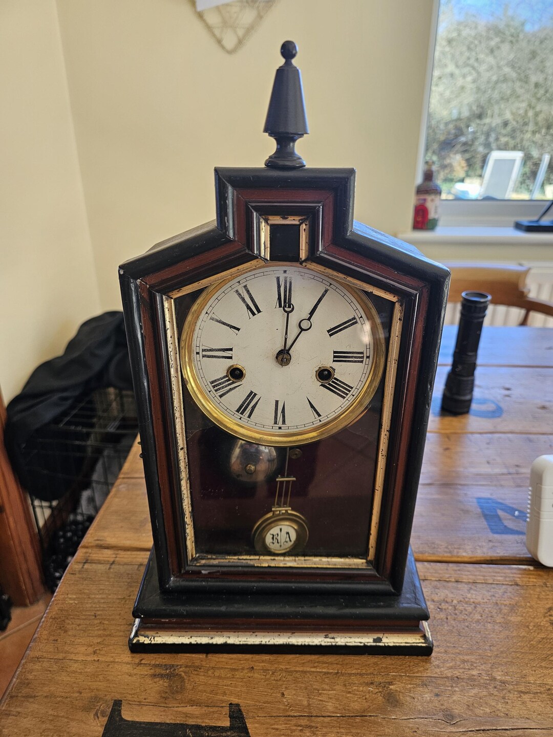 Antique German Wooden Mantel Clock - Etsy