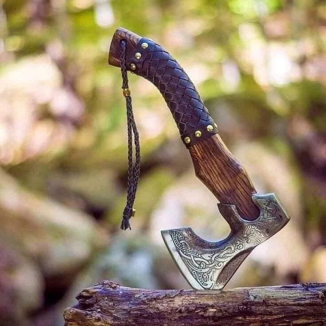 Hand Crafted VALHALLA Viking Axe - Norse Celtic Viking Axe, Bearded Axe With Engraved Carbon ...