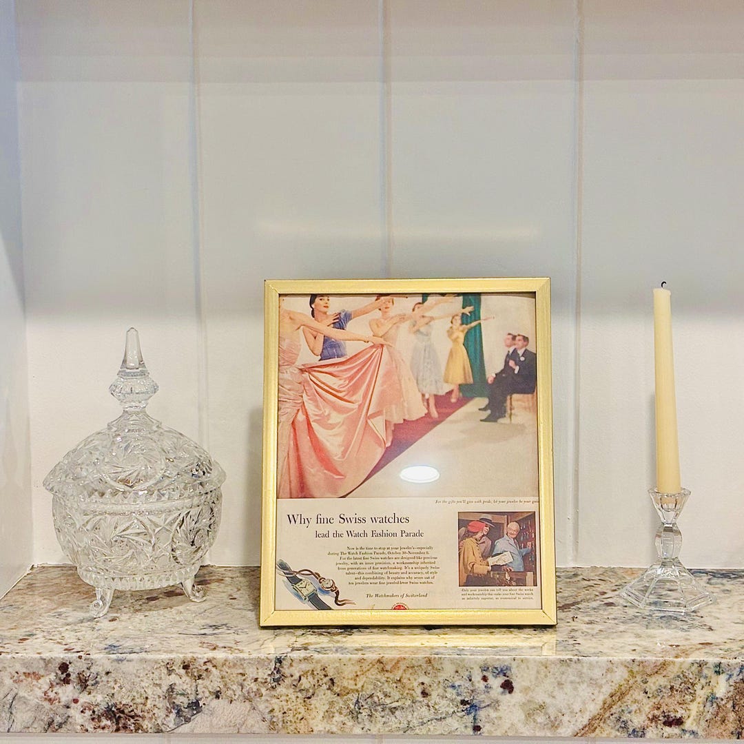 Framed 1952 Look Magazine Ad, Swiss Watch Fashion, Mid-century Wall Art ...