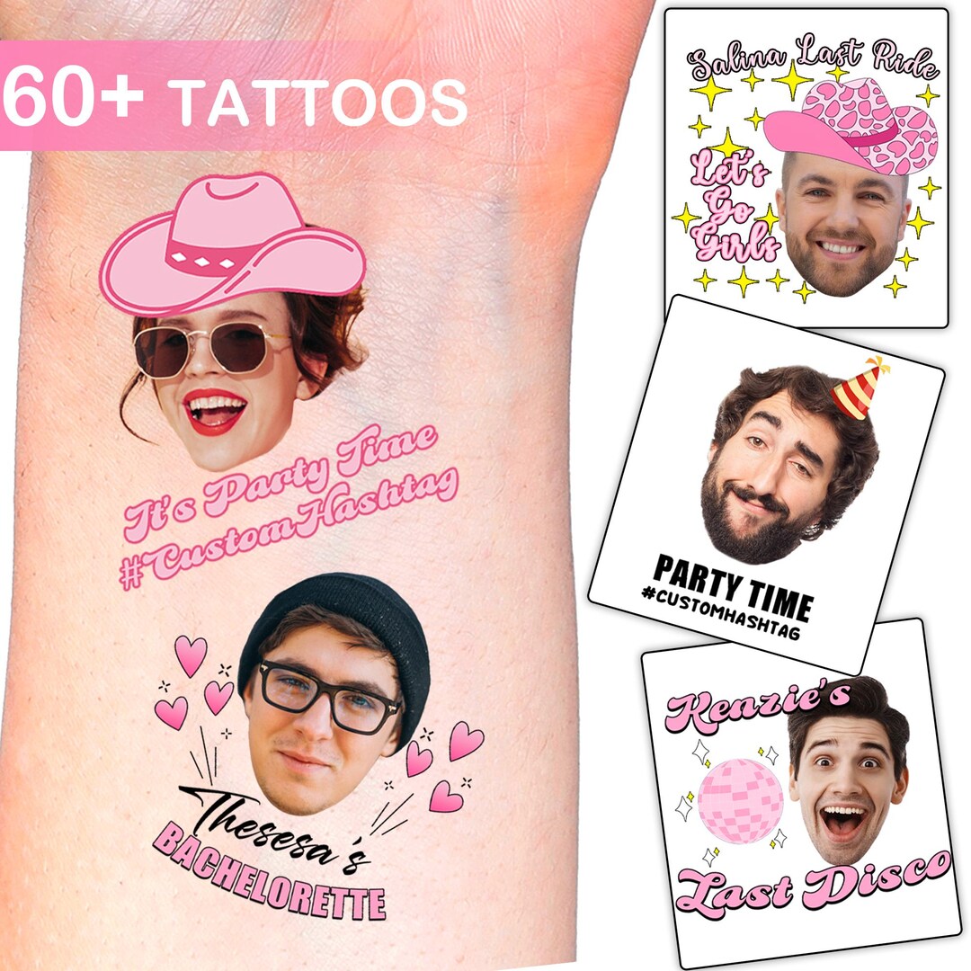 Custom Birthday Party Tattoos,custom Photos Tattoos,custom Groom Face ...
