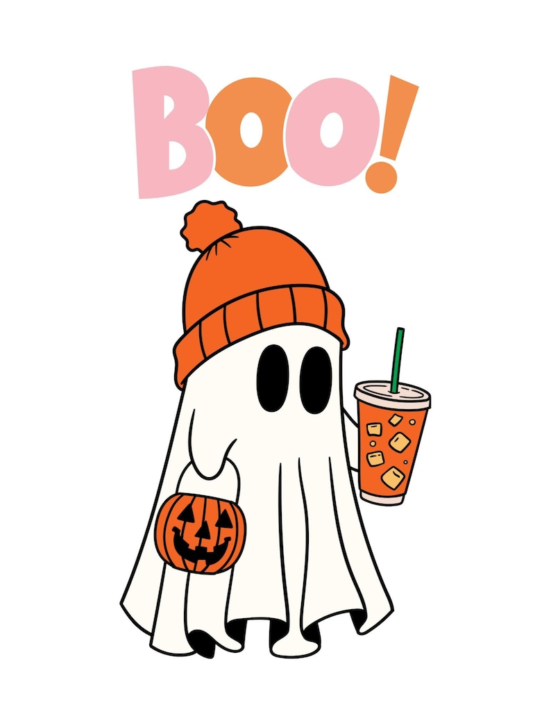5 Cute Halloween Ghost Clipart, High Quality Jpgs, Digital Download ...