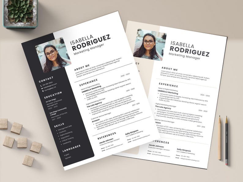 Canva Resume Template With Photo, Professional and Modern CV Design In ...