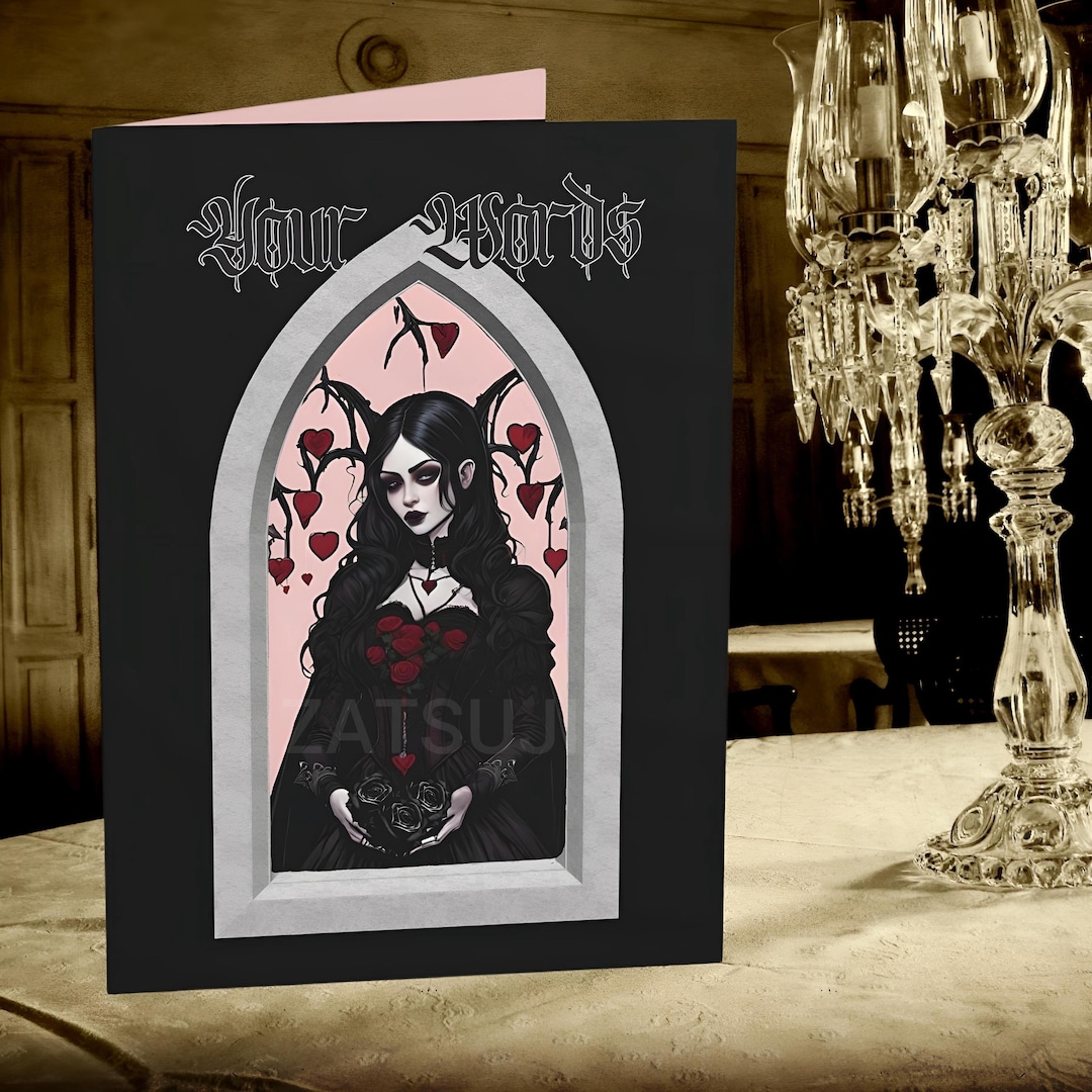 Gothic Valentine Card With Custom Text. US SHIPPING - Etsy