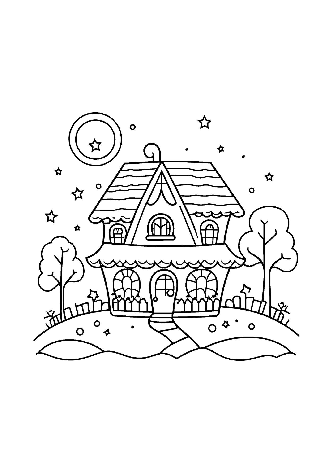 Halloween Houses Digital Coloring Pages for Download and Print ...