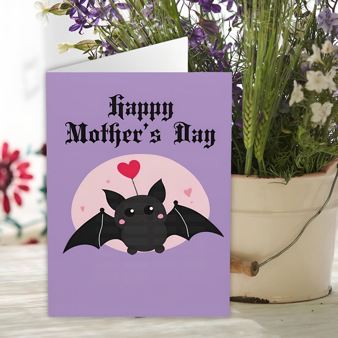 Cute Bat Personalised All Occasion Card. Mother's Day, Birthday Etc. - Etsy