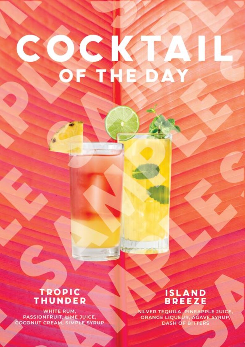 Cocktail Menu: Tropic Thunder - Island Breeze - Etsy