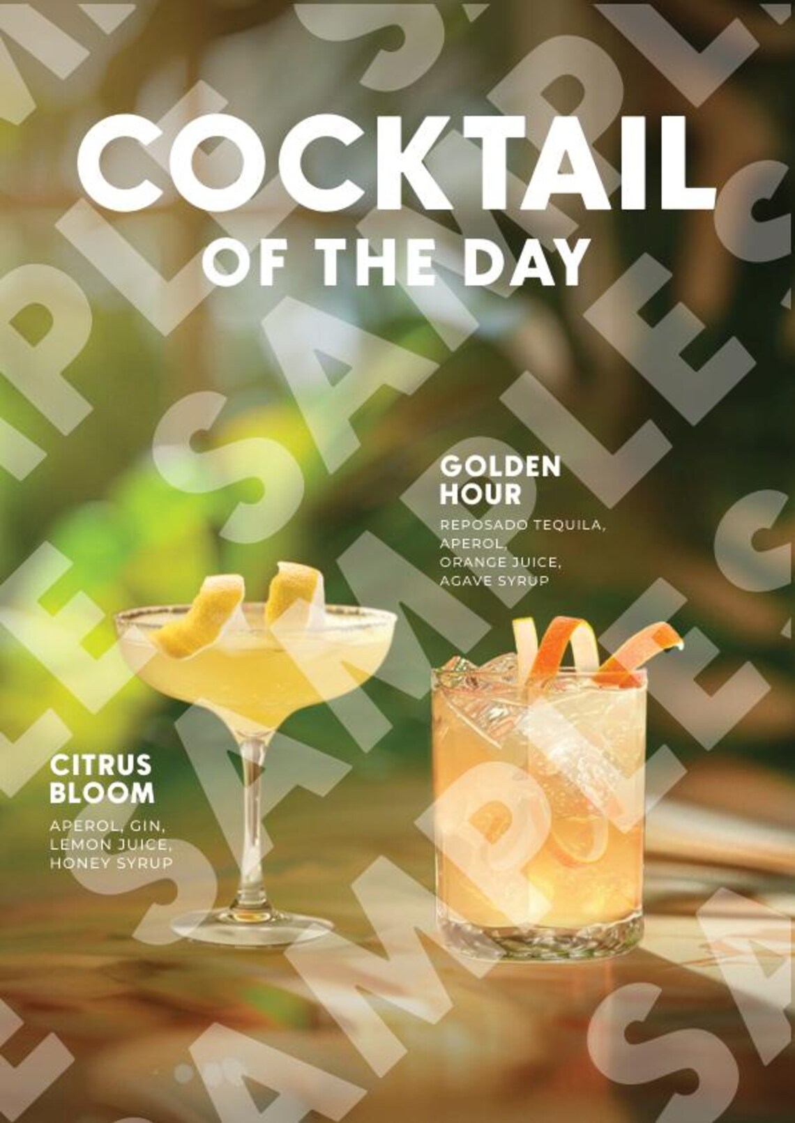 Cocktail Menu: Citrus Bloom - Golden Hour - Etsy