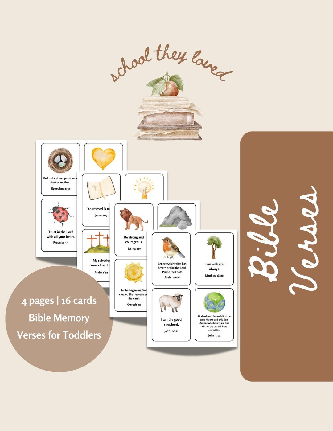 16 Bible Verse Cards for Kids My First Scripture Cards Bible ...
