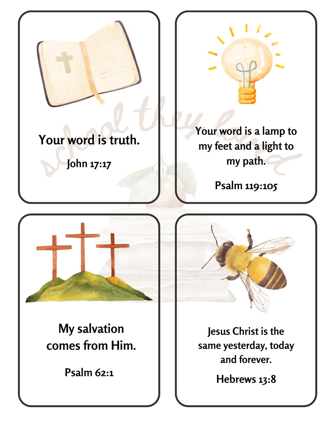 16 Bible Verse Cards for Kids My First Scripture Cards Bible ...