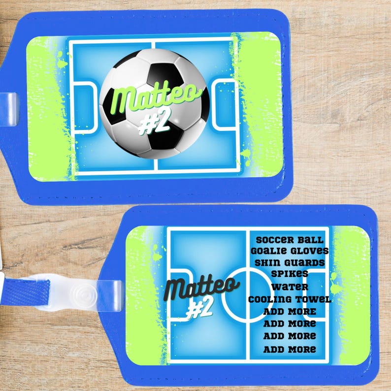 Soccer Bag Tag Gear Checklist Card Equipment List Neon Sports Editable ...