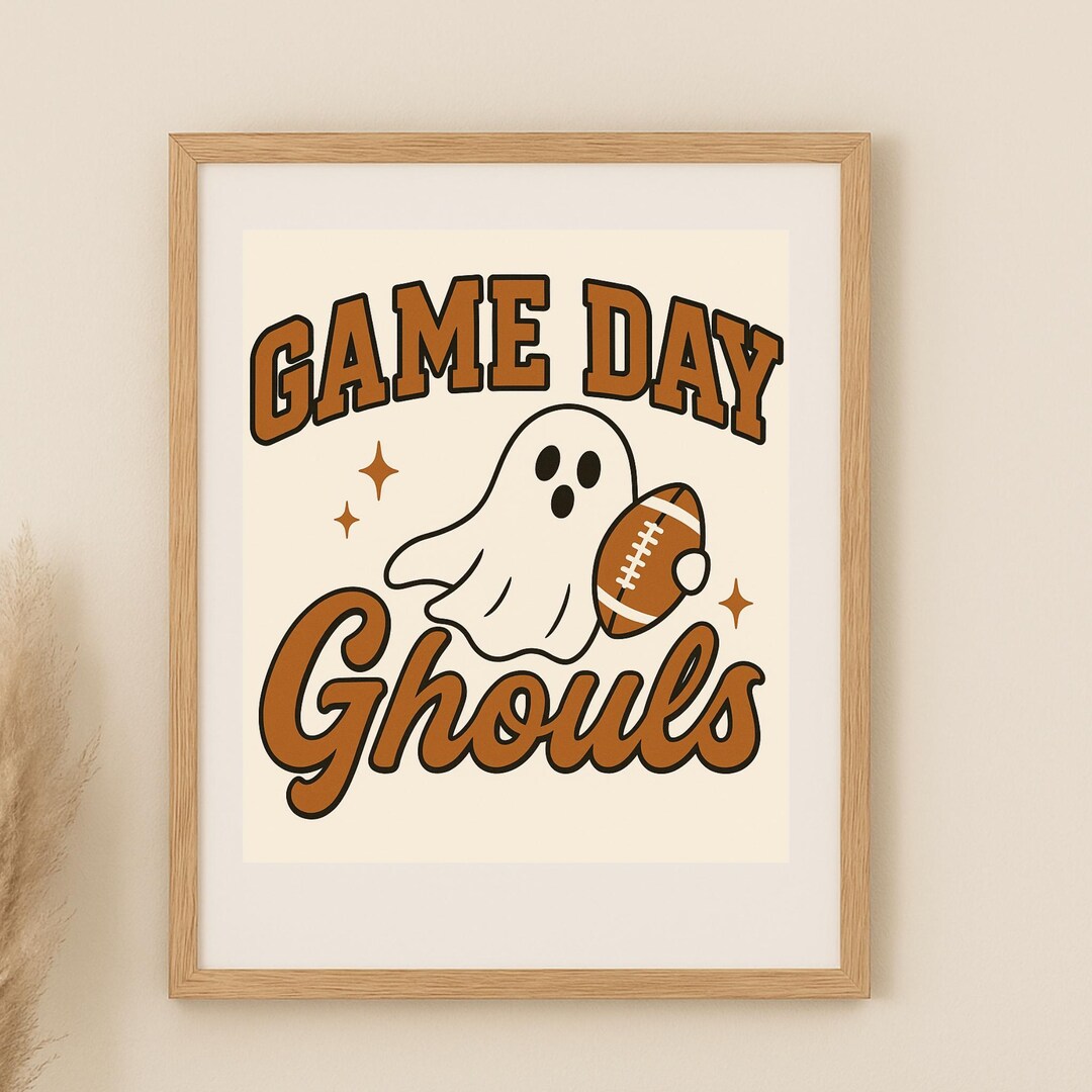 Halloween Decor Ghost Art Printable Fall Football Digital Download Wall ...