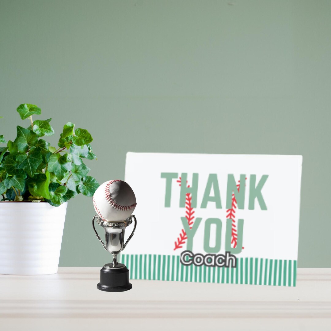 Editable Coach Thank You Card | Baseball or Softball Printable | 5x7 or ...