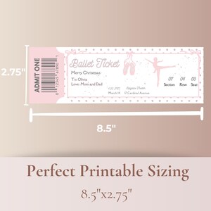 Ballet Ticket Printable Dance Template Personalized Ballet Christmas ...