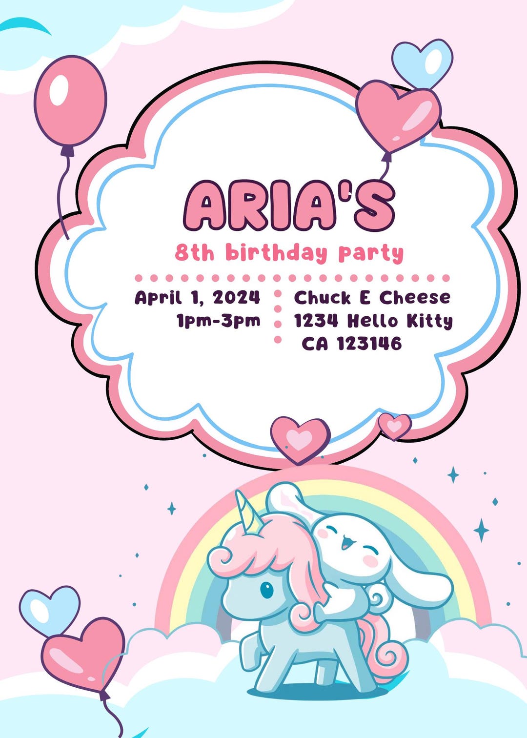 Cinnamon Roll Inspire Birthday Invitation, Digital Invitation, Kids ...