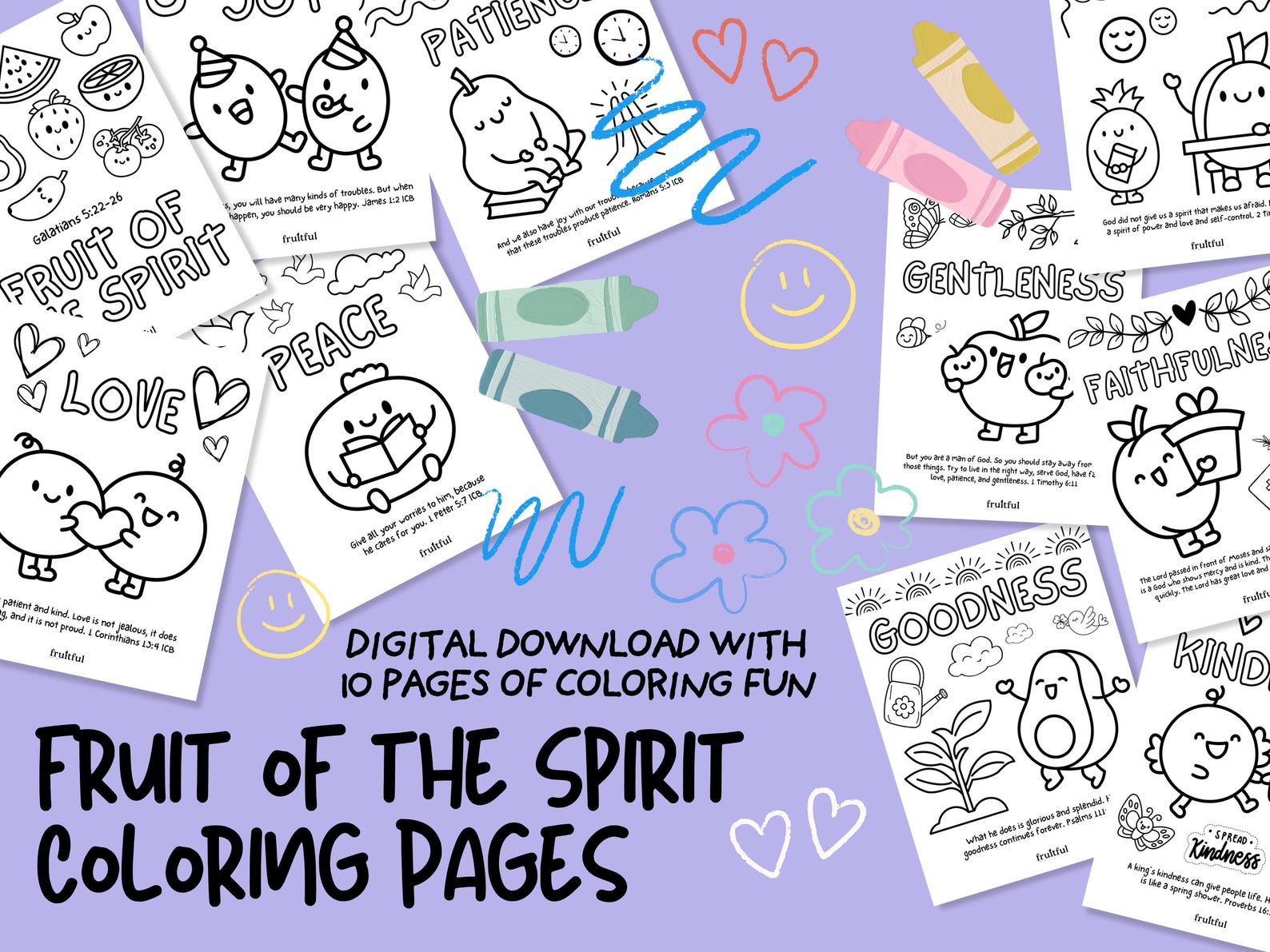 Fruit of the Spirit Coloring Pages: Christian Kids Activity (digital ...