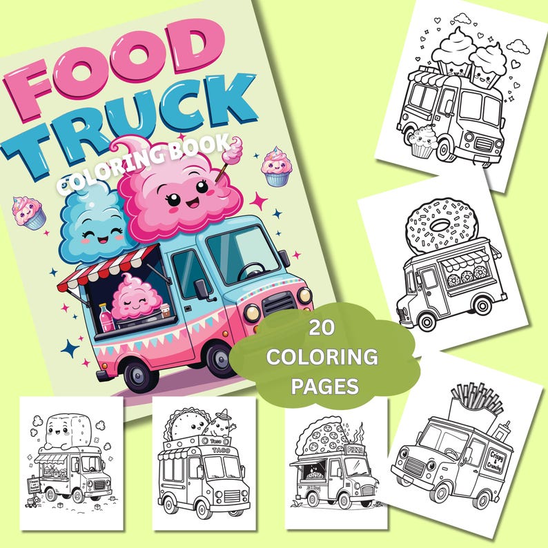 20 Kawaii Food Truck Coloring Pages | Cute and Fun Printable Digital ...