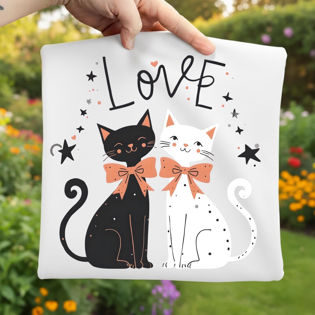Love Cats PNG, Cat Couple Clipart, Valentine Design Stickers Cat Lover ...