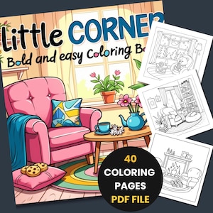 Cozy Corner Coloring Pages 40 Bold and Easy Little Corner Coloring Book ...