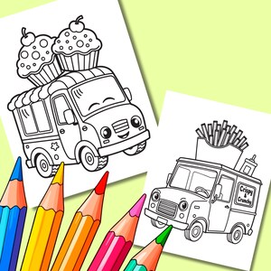20 Kawaii Food Truck Coloring Pages | Cute and Fun Printable Digital ...