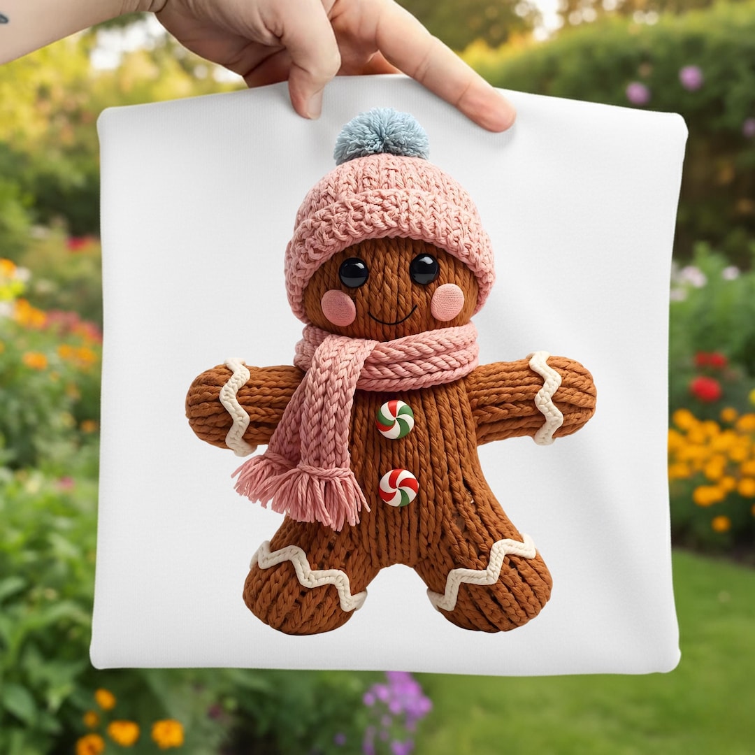 Chunky Yarn Gingerbread Man PNG, Cozy Christmas Clipart, Digital ...