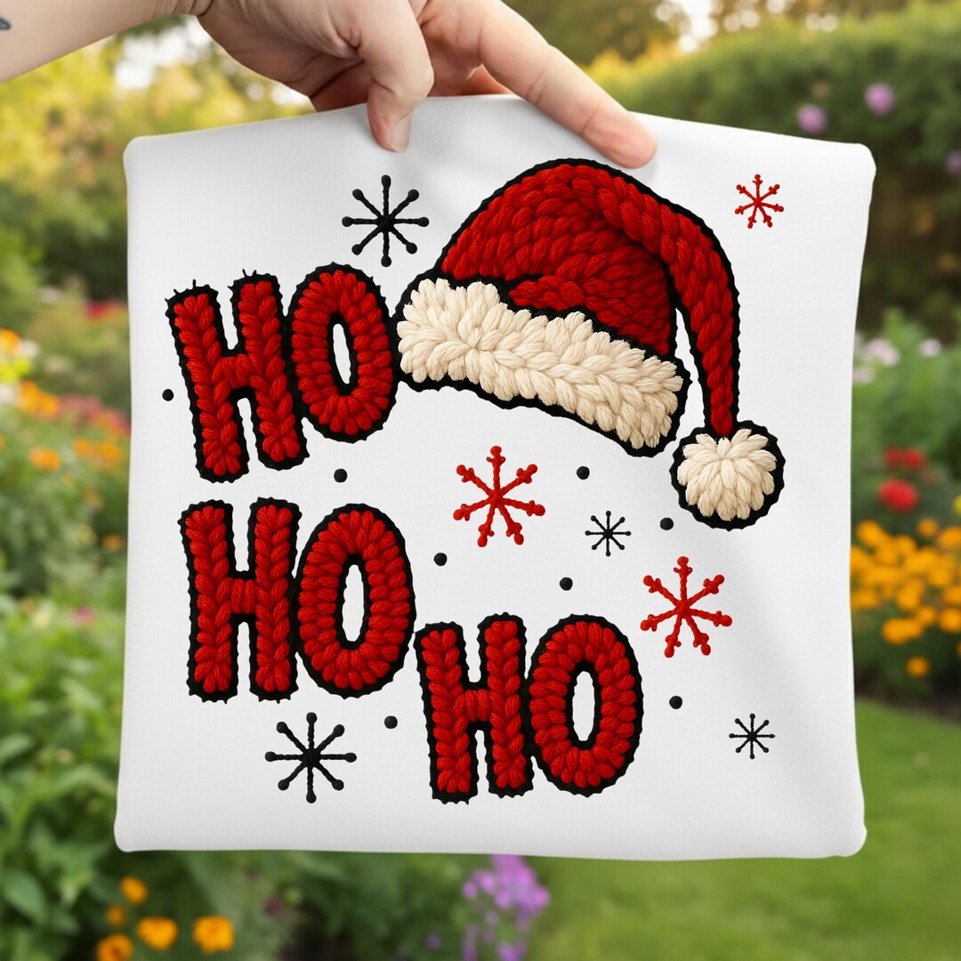 Ho Ho Ho Knitted Letters PNG Santa Hat Cozy Christmas Clipart Faux Yarn ...