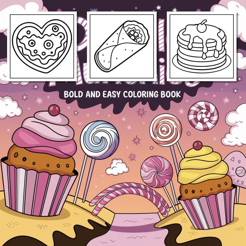 100 Bold and Easy Coloring Pages Doodle Munchies Food & Snacks for Kids ...