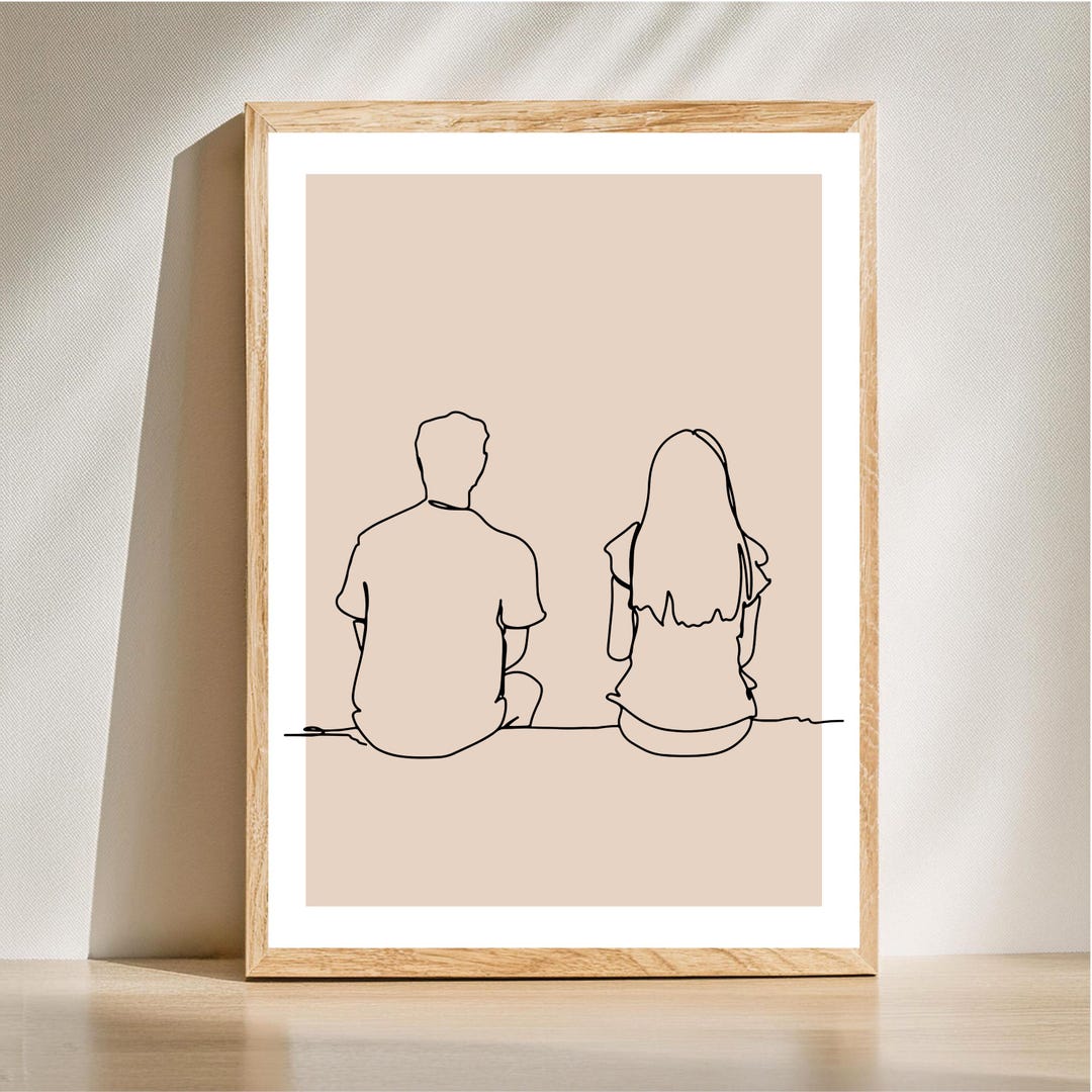 Minimalist Line Art Couple Boho Digital Wall Art Printable Modern ...