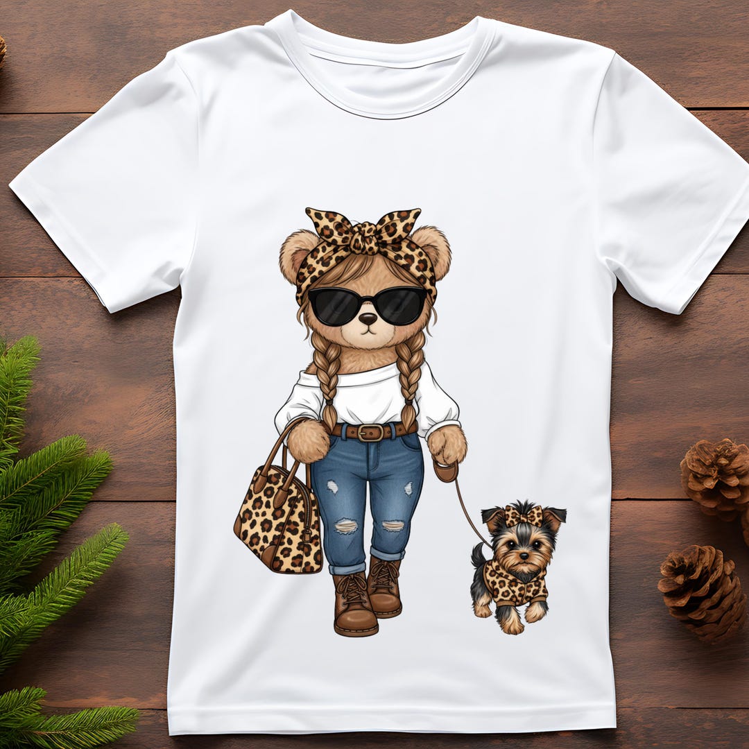 Leopard Print Teddy Bear Clipart: Fashion Dog PNG (digital Download) - Etsy