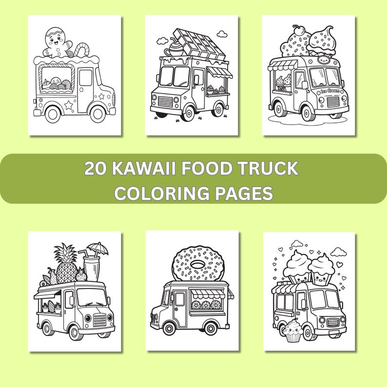 20 Kawaii Food Truck Coloring Pages | Cute and Fun Printable Digital ...