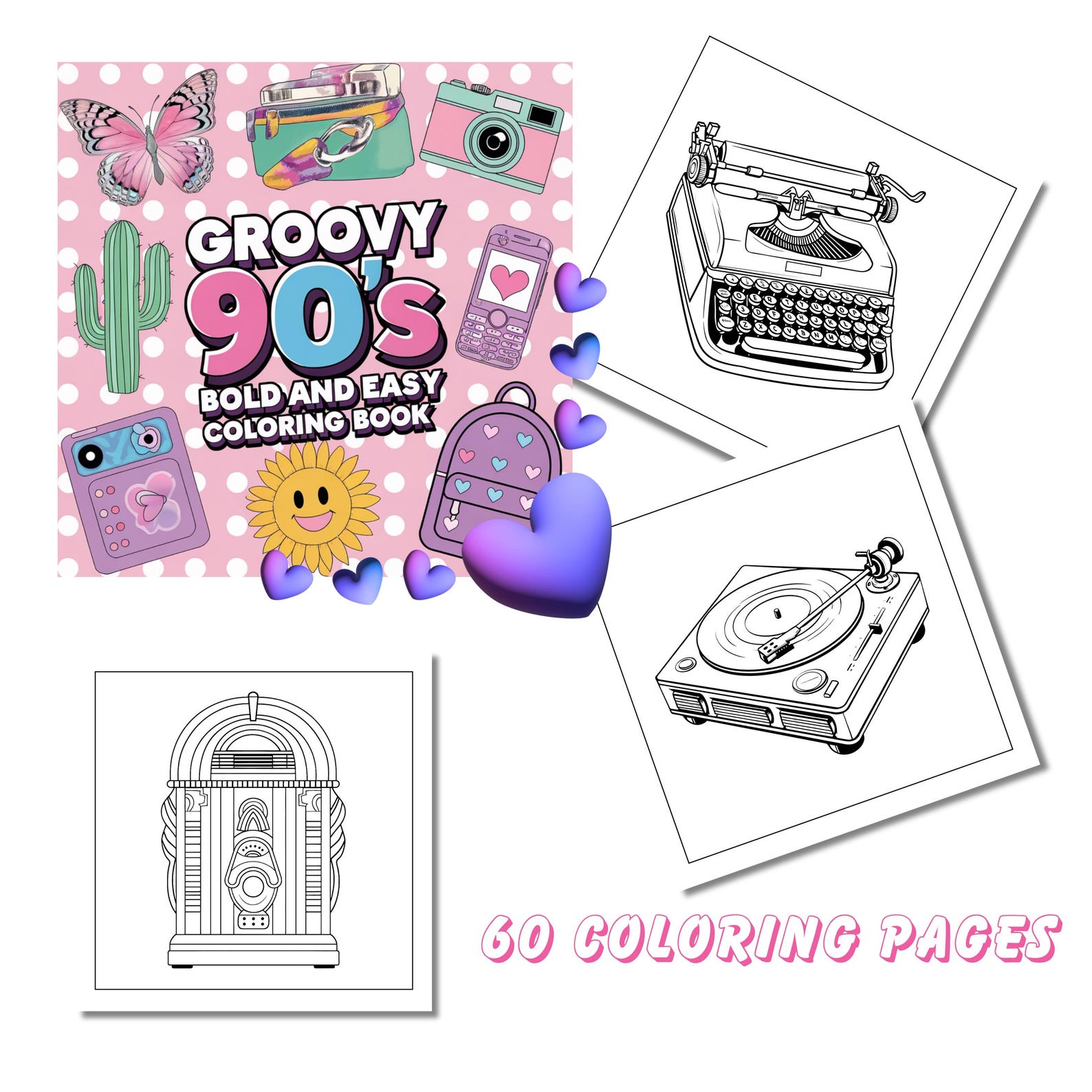 90s Nostalgia Coloring Pages 60 Retro Printable Designs Digital ...
