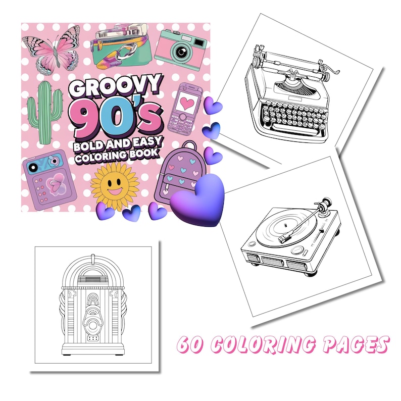90s Nostalgia Coloring Pages 60 Retro Printable Designs Digital ...