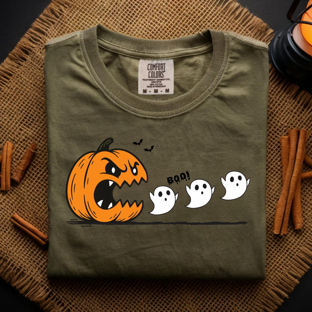 Spooky Halloween PNG Pumpkin Chasing Ghosts Clipart Funny Scary Digital ...