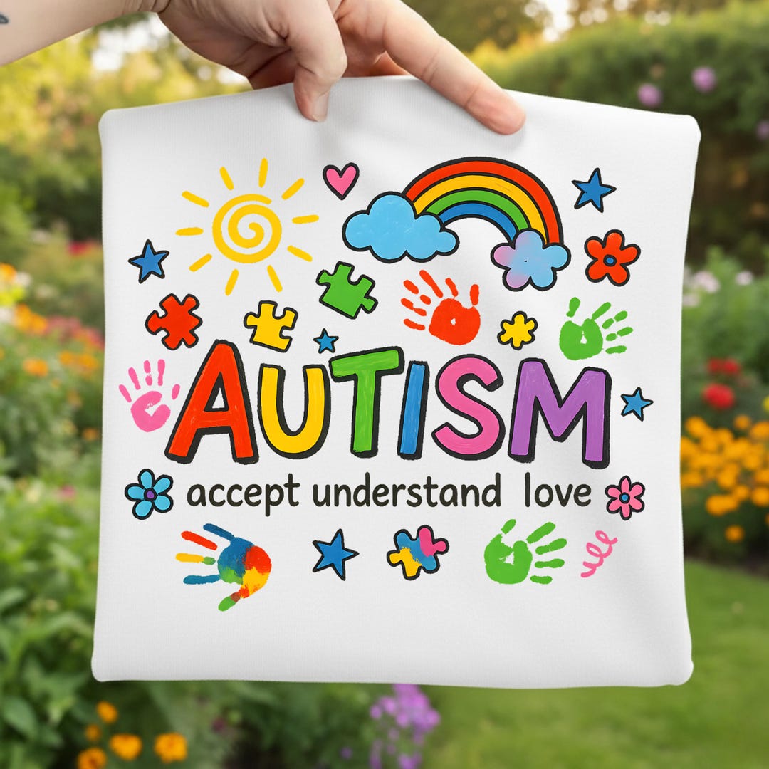 Autism Awareness PNG, Accept Understand Love, Colorful Rainbow Puzzle ...
