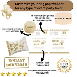 Blank Ring Pop Template, Canva Editable Ring Pop Wrapper Template ...