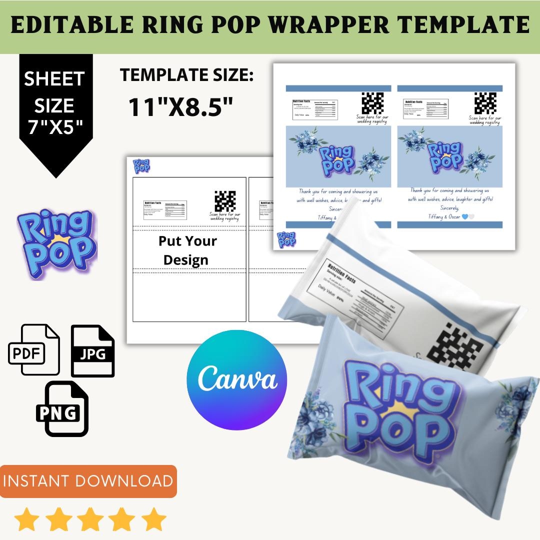 Blank Ring Pop Template, Canva Editable Ring Pop Wrapper Template ...