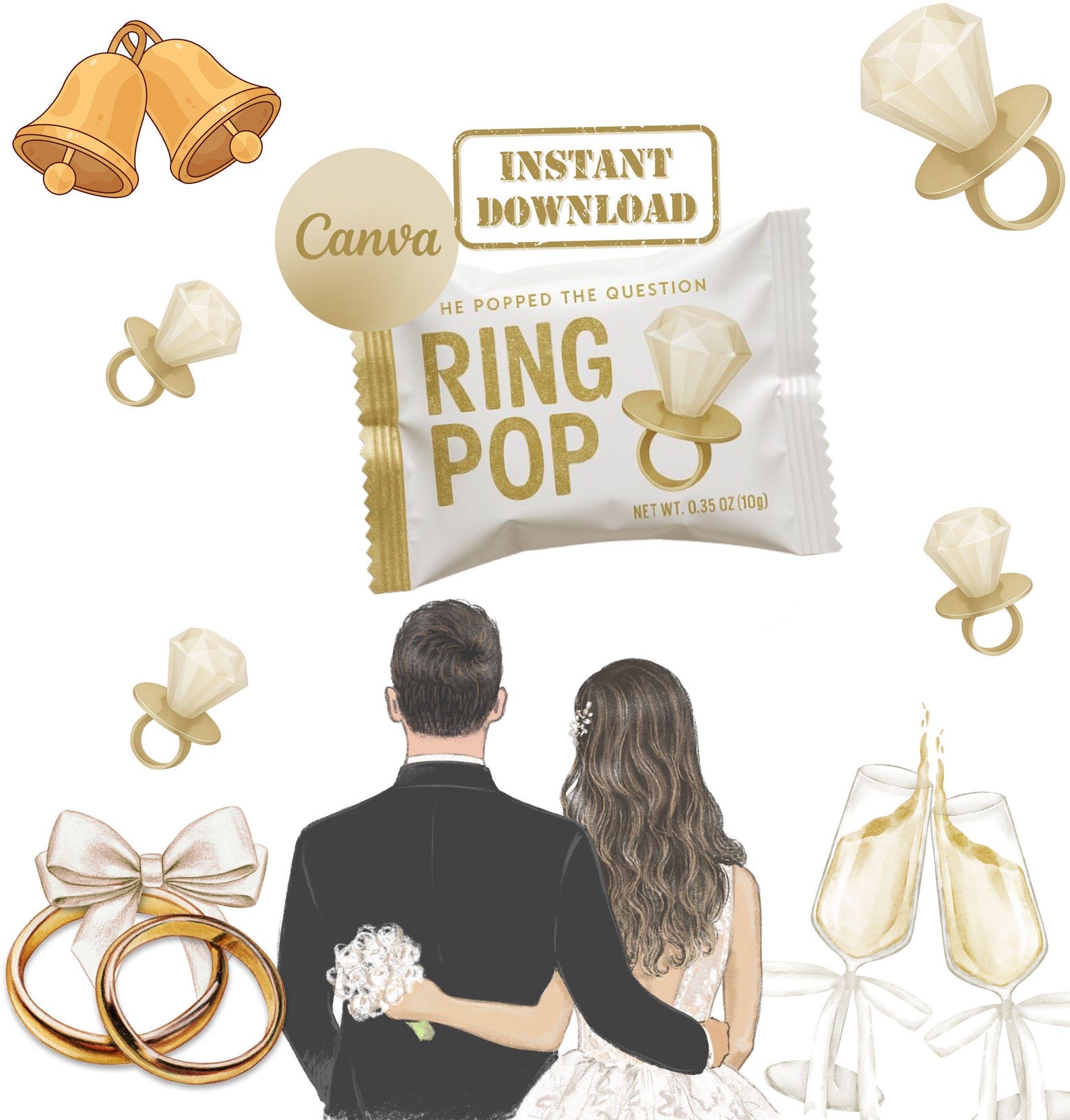 Blank Ring Pop Template, Canva Editable Ring Pop Wrapper Template ...