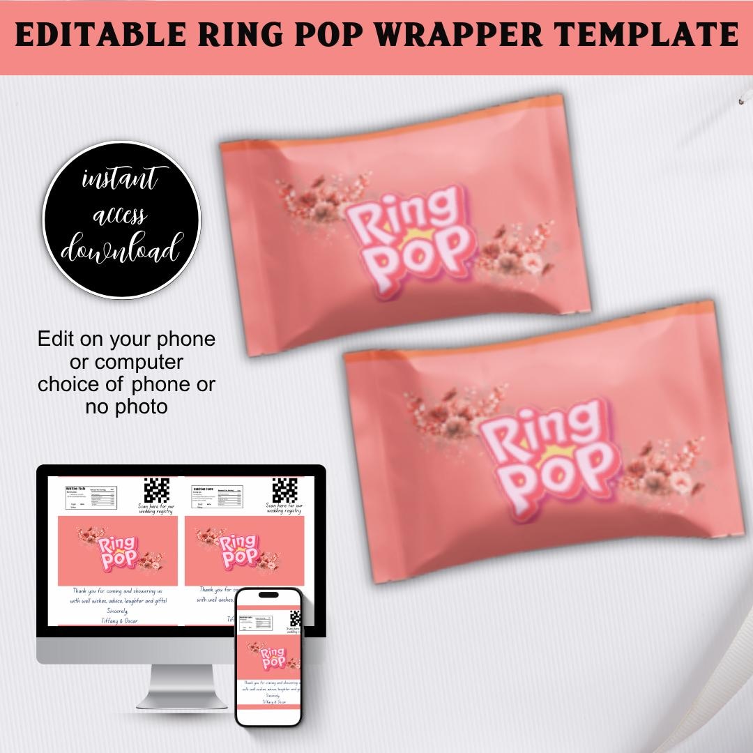 Blank Ring Pop Template, Canva Editable Ring Pop Wrapper Template ...