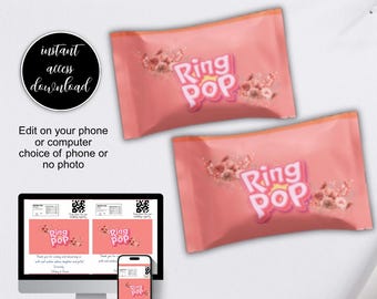 Blank Ring Pop Template, Canva Editable Ring Pop Wrapper Template ...